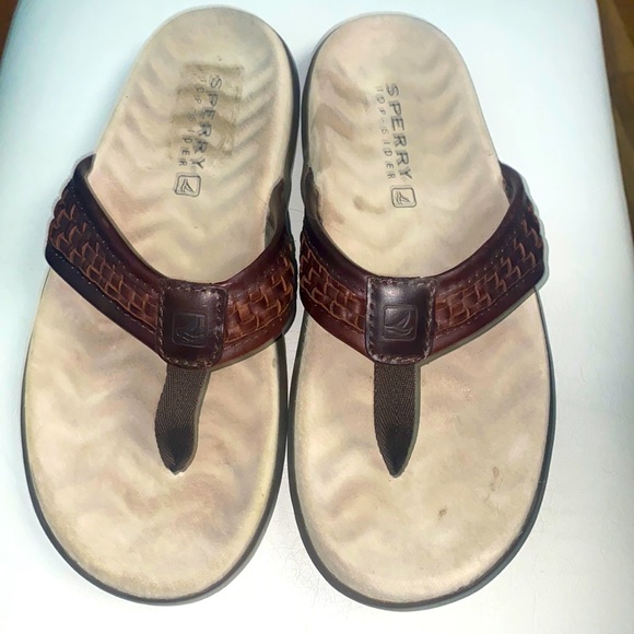 Sperry | Shoes | Sperry Top Sider Mens Woven Leather Thong Sandal Size ...